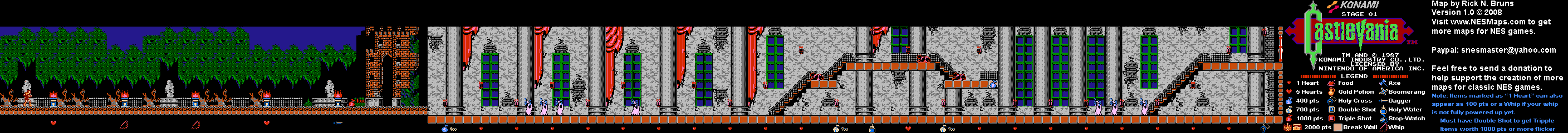 Castlevania - Stage 01 Nintendo NES Map