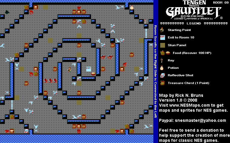 Gauntlet - Room 09 Nintendo NES Map