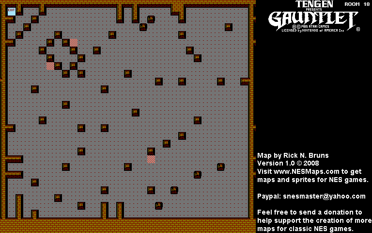 Gauntlet - Room 18 Nintendo NES Background Only Map